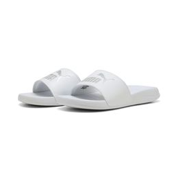 Badesandale Puma "POPCAT 20 METALLIC WHISPER", Damen, Gr. 39, Puma wei&szlig;, Puma silber, Synthetik, bedruckt, Schuhe, f&uuml;r sportlichen Look, leicht profiliertes Laufsohlenprofil