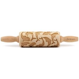 Teigroller Folkroll "Delfine", braun (holzfarben), L:23cm &Oslash;:4,5cm, Massivholz, Teigroller, Keksteig im Handumdrehen mit Motiv versehen