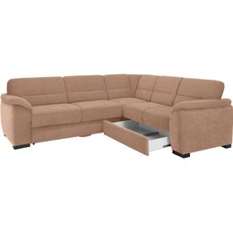 Sit & More Ecksofa SIT & MORE "Montego", braun (schoko), B:255cm H:88cm T:225cm, Luxus-Microfaser (90% Polyester, 10% Polyamid);Struktur (100% Polyester);Luxus-Microfaser ALTARA NUBUCK (100% Polyester), Sofas, Ecksofa, wahlweise mit Bettfunktion und Schubkasten