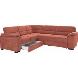 Sit & More Ecksofa SIT & MORE "Montego", orange (terra), B:255cm H:88cm T:225cm, Luxus-Microfaser (90% Polyester, 10% Polyamid);Struktur (100% Polyester);Luxus-Microfaser ALTARA NUBUCK (100% Polyester), Sofas, Ecksofa, wahlweise mit Bettfunktion und Schubkasten