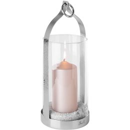 Windlicht Fink "LONIDA", silber (silberfarben), H:36cm &Oslash;:15cm, Edelstahl, Glas, Kerzenhalter, Windlicht, H&auml;ngewindlicht, aus Edelstahl, Outdoorgeeignet