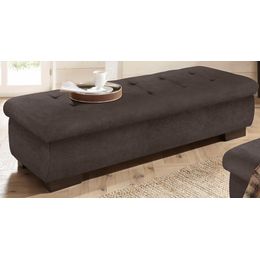 Hocker Home Affaire "BERGEN 161x60 cm, praktisch und komfortabel", grau, B:161cm H:41cm T:60cm, MELROSE/Struktur (100% Polyester);MELROSE (100% Polyester);Microfaser PRIMABELLE (100% Polyester), Hocker, Hocker, mit Staufach