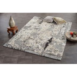 Teppich OCI DIE TEPPICHMARKE "JUWEL LIRAY" Gr. 7, grau (hellgrau), B:240cm H:20mm L:340cm, Polyester, Polypropylen, Teppiche, Teppich, Kurzflor, Wohnzimmer, Marmor Optik, Hoch Tief Effekt