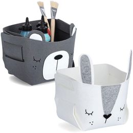 W&auml;schesack zeller PRESENT "Kids", grau (wei&szlig;, grau), B:21cm H:17cm T:21cm, Filz, W&auml;schesammler, faltbar