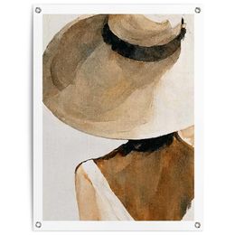 Poster Reinders "Summer Shades", beige (farbe bild(er): beige), B:60cm H:80cm T:0,1cm, Bilder, Poster, Garten - Frau - Strohhut - Beige - Leinwand - Menschen - 60x80 cm