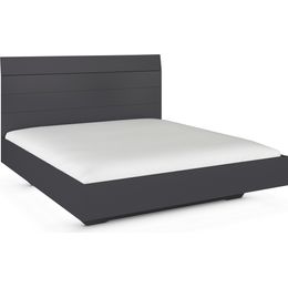 Futonbett OTTO HOME "Bett Doppelbett Holzbett AGORDO", grau (graumetallic), B:185cm H:121cm L:209cm, Betten, Futonbett, mit hohem Kopfteil und schwebender Optik MADE IN GERMANY