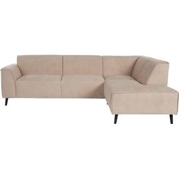 Ecksofa DOMO collection "Amora, bequem und zeitlos, L-Form", beige, B:263cm H:81cm T:191cm, Sofas, Ecksofa, mit Federkern, Fu&szlig;h&ouml;he passend f&uuml;r g&auml;ngige Saugroboter