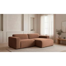 Ecksofa OTTO HOME "Clayton Breite 247 cm, L-form", braun (light braun), B:247cm H:70cm T:141cm, 100% Polyester, Sofas, Ecksofa, in einem trendigen Cord-Bezug, verschiedene Kombinationen verf&uuml;gbar