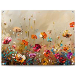 Poster Reinders "Summer Flowers", bunt (farbe bild(er): mehrfarbig), B:80cm H:60cm T:0,1cm, Bilder, Poster, Garten - Mehrfarbig - Leinwand - Blumen und Pflanzen - 80x60 cm