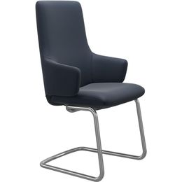 Polsterstuhl stressless "Laurel", blau (oxford blau paloma, chrom matt), B:58cm H:105cm T:60cm, Leder PALOMA: PALOMA ist ein durchgef&auml;rbtes Semianilin-M&ouml;belleder mit nat&uuml;rlicher Narbung., St&uuml;hle, Polsterstuhl, High Back mit Armlehne, Gr&ouml;&szlig;e L, mit Beinen aus Stahl in Chrom matt
