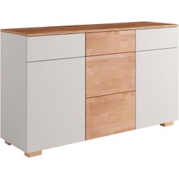 Sideboard OTTO HOME "Citra teilmassiv", grau (kernbuche und grau), B:135cm H:80cm T:40cm, Sideboards, Sideboard, Breite 135cm,moderne grifflose Optik mit push to open Funktion