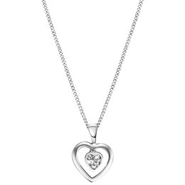 Kette mit Anh&auml;nger Firetti "Schmuck Geschenk Silber 925 Halsschmuck Halskette Panzerkette Herz", silber (silberfarben, kristallwei&szlig;), Halsketten, Damen, Silber 925 (Sterlingsilber), L: 45 B: 1,1mm, mit Zirkonia (synth.), B:1,1mm