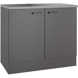 Sp&uuml;lenschrank Optifit "OPTImulti", grau (anthrazit matt, anthrazit matt), B:100cm H:88cm T:60cm, Holzwerkstoff, Schr&auml;nke, Sp&uuml;lenschrank, Breite 100 cm, Tiefe 60 cm, mit 2 T&uuml;ren, inkl. Arbeitsplatte