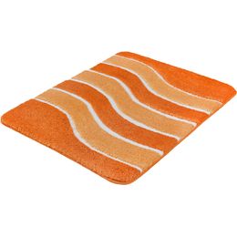 Badematte Meusch "Lara", karotte, H:20mm, Polyester, Badematten, Badematte, Wellen-Design mit flauschigen wei&szlig;en Akzenten