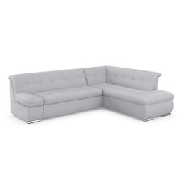Ecksofa DOMO collection "MONA B/T: 271/213 cm, modern und komfortabel", silber, B:271cm H:80cm T:213cm, Struktur fein 100% Polyester;Chenilleoptik 100% Polyester, Sofas, Ecksofa, whlw. mit Bett- und Armlehnfunktion, L-Form
