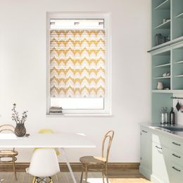 Plissee LICHTBLICK ORIGINAL "Plissee Klemmfix, ohne Bohren, blickdicht, Boho Zig Zag - Gelb", gelb (gelb, wei&szlig;, wei&szlig;), B:90cm H:130cm, Obermaterial: 100% Polyester, Plissees