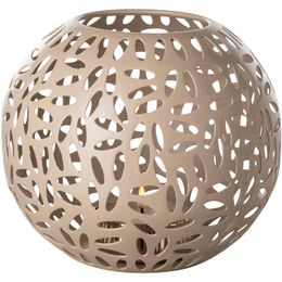 Windlicht Fink "DARIA", beige (taupe), H:15cm &Oslash;:17cm, Eisen, Kerzenhalter, Windlicht, Kerzenhalter aus Eisen, pulverbeschichtet, mit Cut-Outs