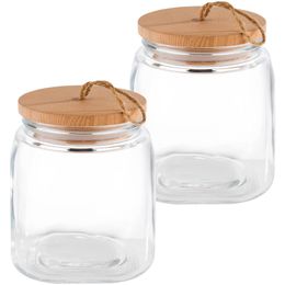 Vorratsglas APS "Woody", transparent (transparent, natur), B:14cm H:17cm, Lebensmittelaufbewahrungsbeh&auml;lter, zum Dekorieren und Aufbewahren, 2 Liter