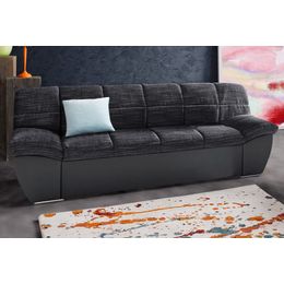 2-Sitzer DOMO collection "SPLASH Breite 211 cm, moderne Sitz- und R&uuml;ckensteppung, komfortabel", schwarz (schwarz, pepper), B:211cm H:76cm T:96cm, Kunstleder SOFTLUX / Struktur (90% Polyester, 10% Polyacryl);Luxus-Microfaser (100% Polyester)/ Struktur (90% Polyester, 10% Polyacryl), Sofas, Polsterm&ouml;bel 2-Sitzer-Sofa, flache Armlehnen zum Entspannen