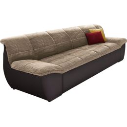 3-Sitzer DOMO collection "SPLASH Breite 232 cm, moderne Sitz- und R&uuml;ckensteppung, komfortabel", braun (braun, beige), B:232cm H:76cm T:96cm, Kunstleder SOFTLUX / Struktur (90% Polyester, 10% Polyacryl);Luxus-Microfaser (100% Polyester)/ Struktur (90% Polyester, 10% Polyacryl), Sofas, flache Armlehnen zum Entspannen