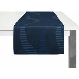 Tischl&auml;ufer WIRTH "LUPARA" Gr. 7, blau, B:40cm L:150cm, Baumwolle, Polyester, Tischdecken