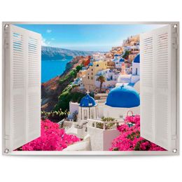 Poster Reinders "Santorini", blau (farbe bild(er): blau), B:80cm H:60cm T:0,1cm, Leinwand, Bilder, Poster
