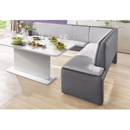 Essbank exxpo - SOFA FASHION "Cortado, elegant und modern mit hohem Sitzkomfort", grau (schlamm, hellgrau), B:197cm H:89cm T:264cm, Strukturstoff (88%Polyester, 12% Nylon) mit Absatz Luxuskunstleder;Luxus-Microfaser (Zusammensetzung: 10% Baumwolle, 90% Polyester), Sitzb&auml;nke, Essbank, hohe Bodenfreiheit, sch&ouml;ne Detailverarbeitung, wahlweise Lederbezug