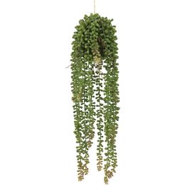 Kunstpflanze I.GE.A. "K&uuml;nstlicher Senecio H&auml;nger", gr&uuml;n, B:14cm H:51cm L:14cm, Kunststoff, Kunstpflanzen, Kunstpflanze, H&auml;ngepflanze Perlenschnur auf Mooskugel Realistische Sukkulente Deko