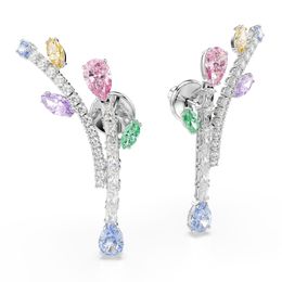 Paar Ohrstecker Swarovski "Schmuck Geschenk 2026 CAPSULE Ohrringe Bl&auml;tter", metallfarben, kristallwei&szlig;, lila, gelb, gr&uuml;n, pink, blau, kristallwei&szlig;, lila, gelb, gr&uuml;n, pink, blau, Ohrringe, Damen, Metall, mit Swarovski Kristall