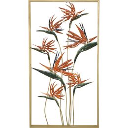 Wanddekoobjekt "Wanddekoration", orange (terra), B:50cm H:91cm T:5cm, Metall, HOFMANN LIVING AND MORE, Wanddekoobjekte, Strelizien, mit Rahmen in goldfarben