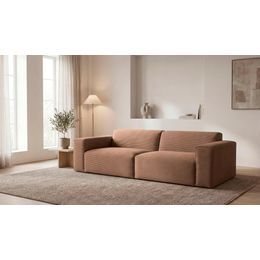 3-Sitzer OTTO HOME "Clayton Breite 248 cm", braun (light braun), B:248cm H:70cm T:96cm, 100% Polyester, Sofas, in einem trendigen Cord-Bezug, verschiedene Kombinationen verf&uuml;gbar