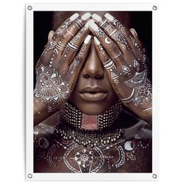 Poster Reinders "Afrikanische Frau", wei&szlig; (farbe bild(er): wei&szlig;), B:60cm H:80cm T:0,1cm, Leinwand, Bilder, Poster, Outdoor f&uuml;r Garten oder Balkon