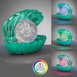 REALITY LEUCHTEN LED Tischleuchte "SHELLY, Deko Tischlampe in Muschelform mit RGB Farbwechsel, 0,8W 15Lm", t&uuml;rkis, 1, H: 14,5cm, 1 Stk., Leuchten, Muschel Tischlampe mit Glitzerkugel und Farbwechsel inkl USB-Ladekabel, LED Tischleuchte