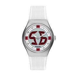 Quarzuhr Fossil "Archival Big Tic", wei&szlig;, silberfarben, Armbanduhren, Herren, Quarzuhr, Armbanduhr, Herrenuhr, Silikonarmband, analog, digital