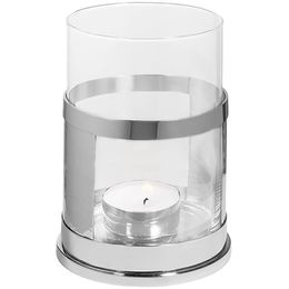 Windlicht Fink "DOMO", silber (silberfarben), H:19cm &Oslash;:13,5cm, Edelstahl, Glas, Kerzenhalter, Windlicht, aus Edelstahl und Glas, H&ouml;he ca. 19 cm