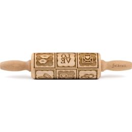 Teigroller Folkroll "3D-Motiv-Teigrolle", braun, L:23cm, Massivholz, Teigroller, Love Message