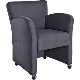 Esszimmersessel exxpo - SOFA FASHION "Cortado, Loungesessel auf Rollen, schmale Armlehnen, bequem", grau, B:66cm, Sessel, Esszimmersessel, Breite 66 cm