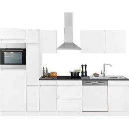 K&uuml;chenzeile Optifit "Roth", grau (k&uuml;che: wei&szlig;, front: wei&szlig;, korpus: wei&szlig;, arbeitsplatte: anthrazit), B:300cm H:206,8cm T:60cm, Komplettk&uuml;chen-Sets, K&uuml;chenzeile, Breite 300 cm, wahlweise mit E-Ger&auml;ten, mit Apothekerschrank