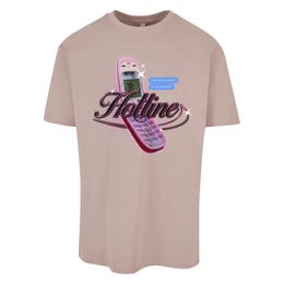 T-Shirt "Upscale by Mister Tee Unisex Hotline Oversize Tee", Damen, Gr. L, beige (duskrose), 100% Baumwolle, UPSCALE BY MISTER TEE, unifarben, oversize, Rundhals, Shirts T-Shirt
