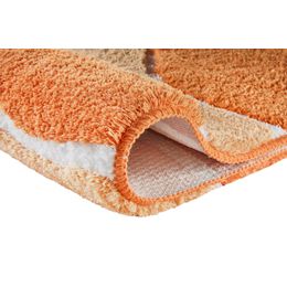 Badematte Meusch "Lara", karotte, H:20mm, Polyester, Badematten, Badematte, Wellen-Design mit flauschigen wei&szlig;en Akzenten