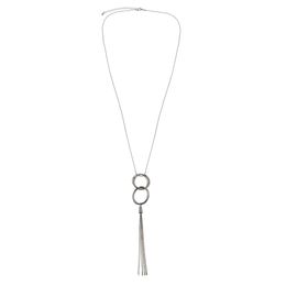 Kette mit Anh&auml;nger Steuer "Metall glanz Ringe Quaste", silber, Halsketten, Damen, 93,0cm, Metall, L: 93 B: 35mm, gl&auml;nzend, B:35mm