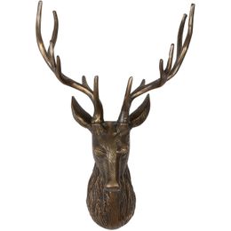 Dekogeweih Gilde "Wandobjekt Hirsch Liam bronzefarben H. 55 cm", braun (bronzefarben), B:31cm H:55cm T:20cm, Aluminium, Dekogeweihe