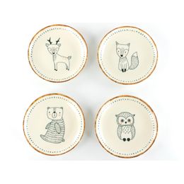 Teller-Set Creatable "Freunde des Waldes, Teller 21 cm, 4-tlg.", bunt, 4, Steinzeug, Geschirr-Sets, Teller Set, Tierabbildungen, Nordische &Auml;sthetik