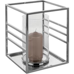 Windlicht Fink "MALIBU", silber (silberfarben), H:30cm &Oslash;:25,5cm, Edelstahl, Glas, Kerzenhalter, Windlicht, Kerzenhalter aus Edelstahl und Glas
