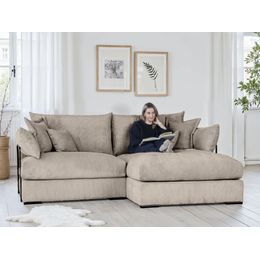 Ecksofa Home Affaire "Casa XXL L-Form, B: 247 cm", beige (taupe), B:247cm T:187cm, 100% Polyester, Sofas, Ecksofa, 4 Zierkissen, Mega-Sofa, in Cord oder Chenille-Struktur, Federkern