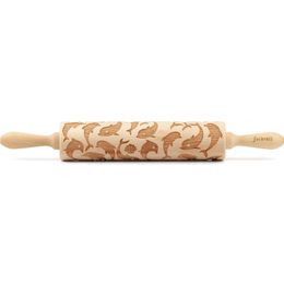 Teigroller Folkroll "Delfine", braun (holzfarben), L:43cm &Oslash;:6cm, Massivholz, Teigroller, Keksteig im Handumdrehen mit Motiv versehen