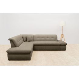 Ecksofa DOMO collection "MORIC 273x216 cm, L-Form, auch in Cord", braun (schlamm), B:273cm H:80cm T:216cm, 100% Polyester, Sofas, Ecksofa, wahlweise mit Bettfunktion und Armlehnenverstellung, auch in Cord