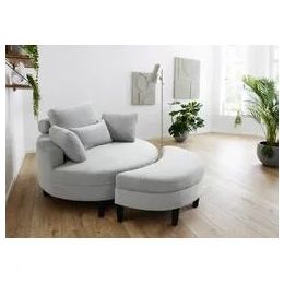 Loveseat "Ravi Sessel, B: 114 cm, Sitzh&ouml;he: 42 cm", grau (hellgrau), B:114cm H:83cm T:154cm, 100% PES, ATLANTIC HOME COLLECTION, Sessel, XXL- Sessel, mit Stauraumhocker, R&uuml;ckenst&uuml;tze & 4 Zierkissen