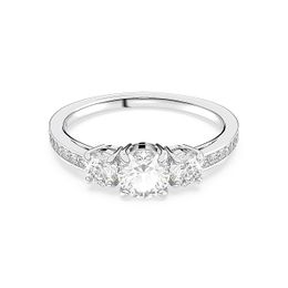 Fingerring Swarovski "Stilla Round Attract" Gr. 55, silber (metallfarben, kristallwei&szlig;), Fingerringe, Damen, 55, Metall, Fingerring, mit Swarovski Kristall