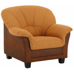 Sessel Home Affaire "CAMELITA Breite 93 cm, bequeme Armlehnen", braun (braun, senf), B:93cm H:86cm T:81cm, MELROSE/Struktur (100% Polyester);Echtleder mit Kunstleder im R&uuml;cken;Microfaser PRIMABELLE (100% Polyester);MELROSE (100% Polyester), Sessel, Sessel, bequem, im Landhausstil